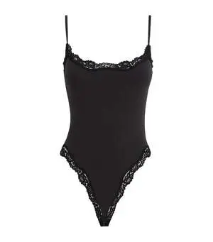 SKIMS Fits Everybody Lace-trim Bodysuit - Black