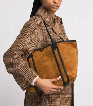 Harrods Suede Leather-trim Tote Bag