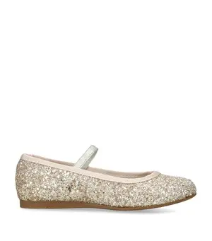 PAPOUELLI Leather Glitter Ballet Flats