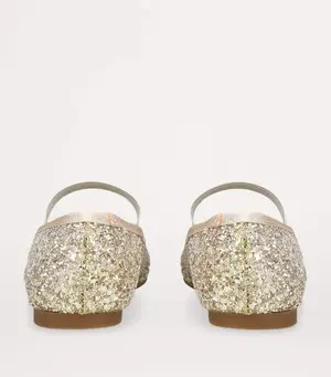PAPOUELLI Leather Glitter Ballet Flats