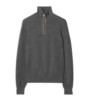 Burberry Wool Check-trim Sweater - Grey