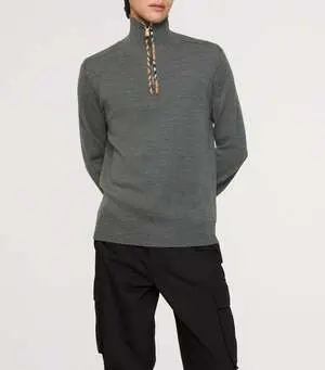 Burberry Wool Check-trim Sweater - Grey