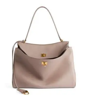 Balenciaga Medium Leather Rodeo Top-handle Bag - Beige