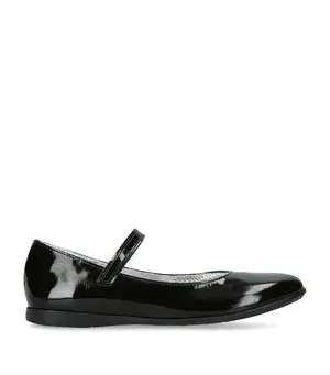 PAPOUELLI Patent Leather Evie Mary Jane Flats - Black