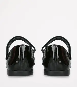 PAPOUELLI Patent Leather Evie Mary Jane Flats - Black