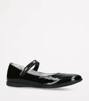 PAPOUELLI Patent Leather Evie Mary Jane Flats - Black