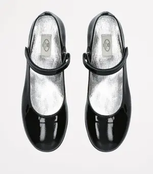 PAPOUELLI Patent Leather Evie Mary Jane Flats - Black