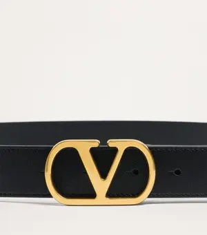 Valentino Garavani Vlogo Signature Leather Belt - Black