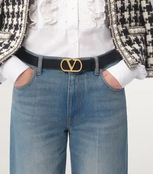 Valentino Garavani Vlogo Signature Leather Belt - Black