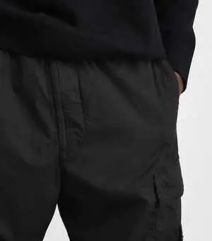 Stone Island Stretch-cotton Cargo Trousers - Black