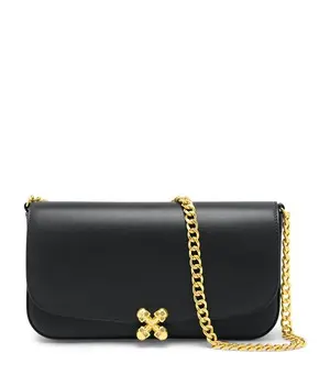 Alexander McQueen Leather Shoulder Bag With Skull Flower Clasp - Black