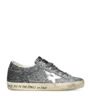 GOLDEN GOOSE Super-star Glitter Sneakers - Silver