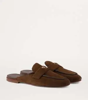 Prada Suede Mules - Brown