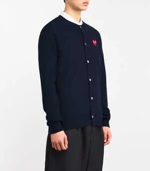 Play Comme Des Garcon Wool Heart Cardigan