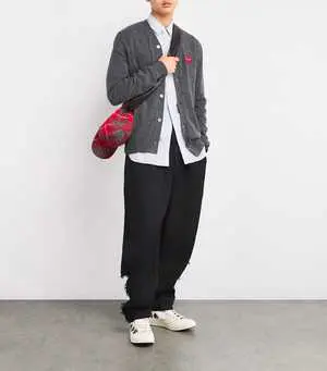 Play Comme Des Garcon Wool Heart Cardigan