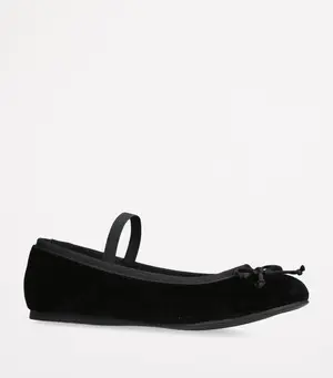 PAPOUELLI Velvet Ballet Flats - Black