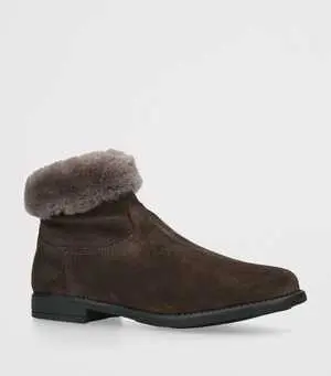 PAPOUELLI Suede Matilda Ankle Boots - Brown