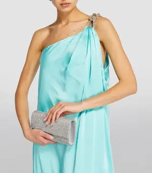 Judith Leiber Satin Crystal-embellished Perry Clutch Bag - Silver