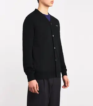 Play Comme Des Garcon Wool Heart Cardigan