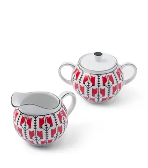 Prada Porcelain Vienna Arrows Creamer Jug And Sugar Pot Set