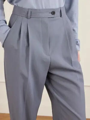 THE ROW Ragnar Pleated Wool Straight-leg Pants