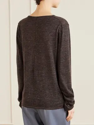 THE ROW Nile Cashmere, Silk And Linen-blend Sweater - Brown