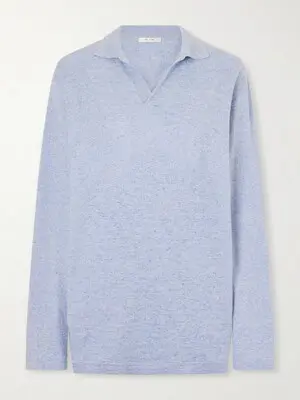 THE ROW Niosa Cotton And Linen-blend Polo Shirt - Blue
