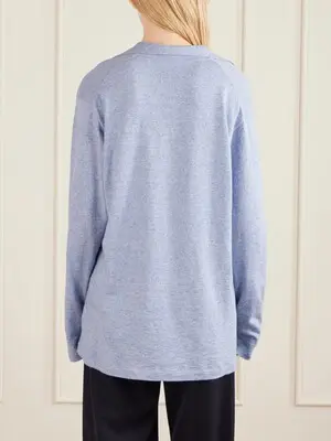 THE ROW Niosa Cotton And Linen-blend Polo Shirt - Blue