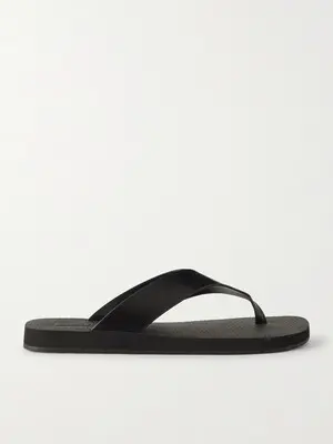 THE ROW Dune Classic Ginza Leather Flip Flops - Black