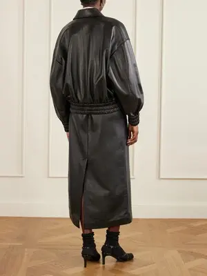 JIL SANDER Leather Bomber Jacket - Black