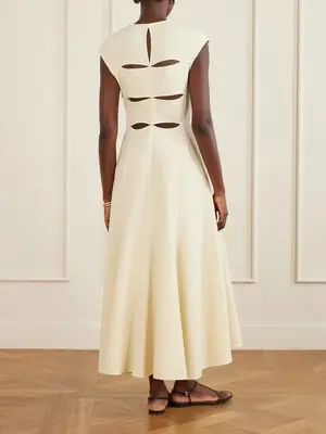 Another Tomorrow Paneled Stretch-wool Midi Dress