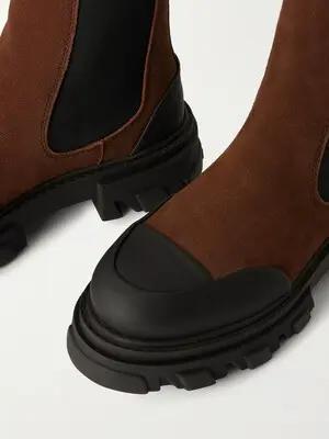 GANNI Rubber-trimmed Recycled-suede Chelsea Boots
