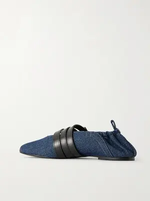 GANNI Sue Embellished Denim Ballet Flats - Blue