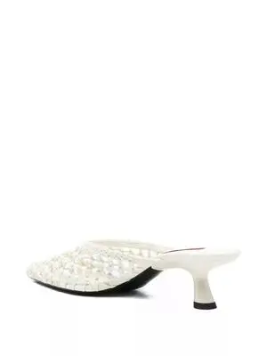 SIMONMILLER Knotted Gala Mules - White