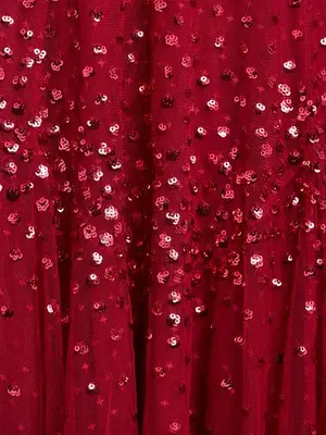 NEEDLE & THREAD Scallop Sequin Maxi Dress - Red