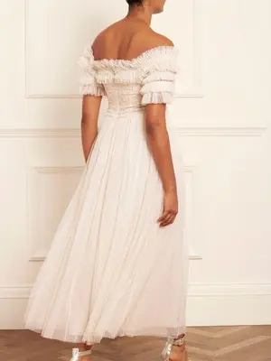 NEEDLE & THREAD Midsummer Lace Off Shoulder Ankle Gown