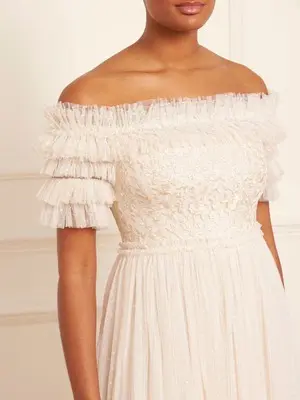 NEEDLE & THREAD Midsummer Lace Off Shoulder Ankle Gown