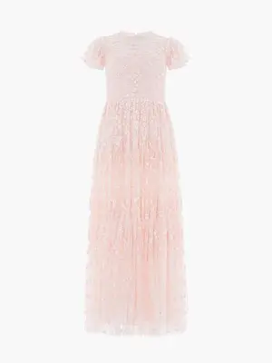 NEEDLE & THREAD Clover Short Sleeve Ankle Gown - Opal