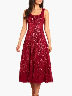 NEEDLE & THREAD Sequin Ribbon Scoop Neck Ballerina Dress