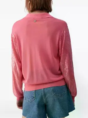 Liu Jo Sequin V-neck Sweater - Pink