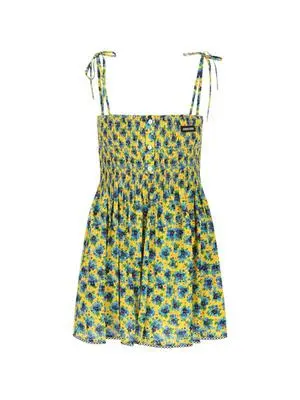 Miu Miu Floral Print Crêpe De Chine Mini Dress