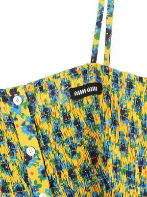 Miu Miu Floral Print Crêpe De Chine Mini Dress