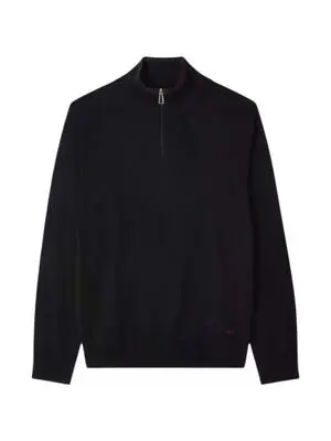 Paul Smith Zip Mock-neck Wool Sweater