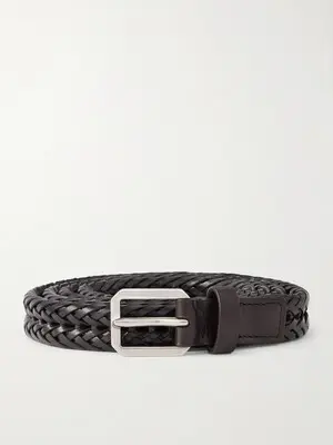 TOM FORD 2cm Woven Leather Belt - Black