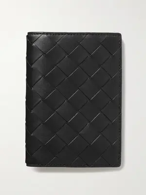 Bottega Veneta Intrecciato Leather Passport Case - Black
