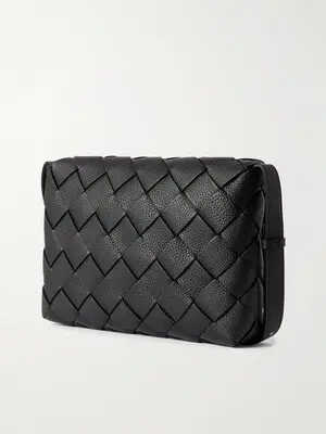 Bottega Veneta Large Diago Intrecciato Full-grain Leather Messenger Bag - Black