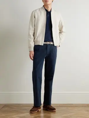 Mr P. Straight-leg Organic Cotton-blend Chinos - Blue