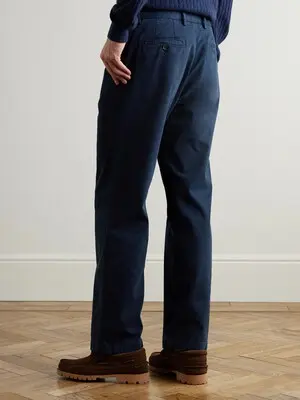 Mr P. Straight-leg Organic Cotton-blend Chinos - Blue