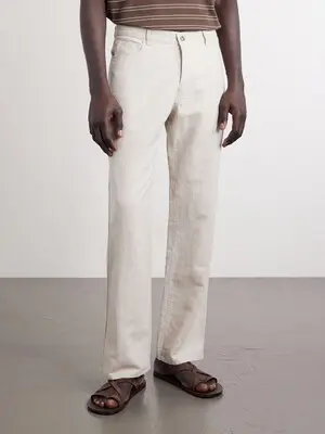 Mr P. Edward Straight-leg Linen And Cotton-blend Trousers - Neutrals