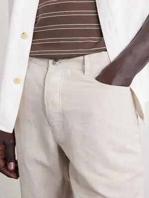 Mr P. Edward Straight-leg Linen And Cotton-blend Trousers - Neutrals